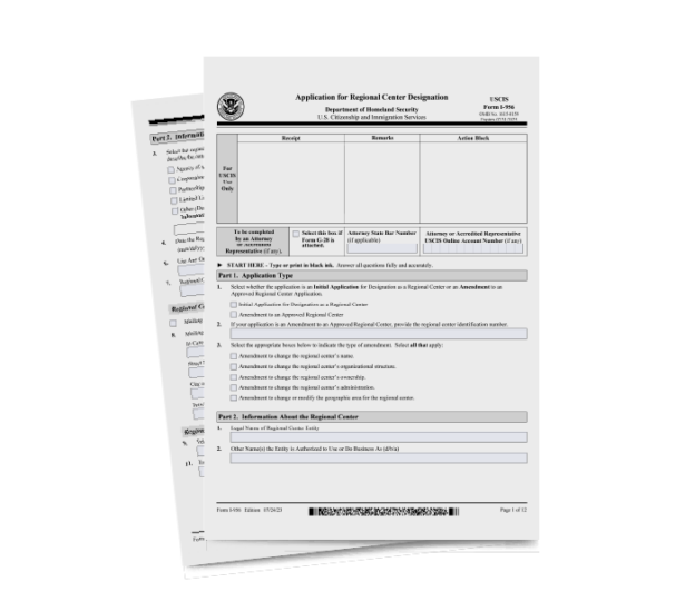 I-956 form, Application for Regional Center Designation