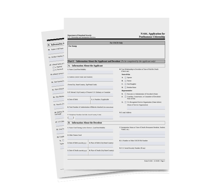 N-644 Form, Application for Posthumous Citizenship